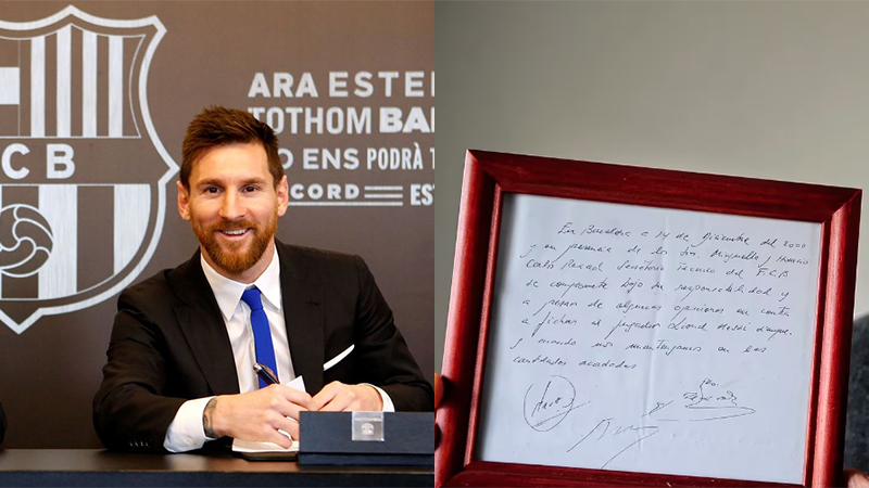 Subastan la servilleta en la que Messi firmó su primer contrato con ...